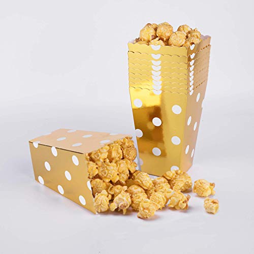 Enenes Popcorn Boxes 36 PCS Cardboard Candy Containers Gold Candy boxes for Birthday Party Baby Shower Wedding Fiesta Dessert Tables Party Supplies