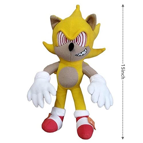 15" Fleetway Super Sonic Plush Toy | Hedgehog Figure Gift for Kids | Birthday & Easter Basket Stuffer Choice