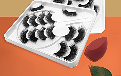 HBZGTLAD 7Pairs 3d Mink Dramatic Volume Lashes Bulk Faux Thick Long Wispy Natural Mink Lashes Pack Short Wholesales Natural False lashes (JO06)