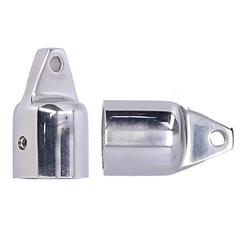 Universal Top Cap External Eye End Accessories 316 Stainless Steel Bimini for 1in OD Round Tube (Pack of 2) for Top Caps Tube Canopy Hardware Eye End Cap Top Cap Fitting Boat Slide Cap Top Eye End Sta