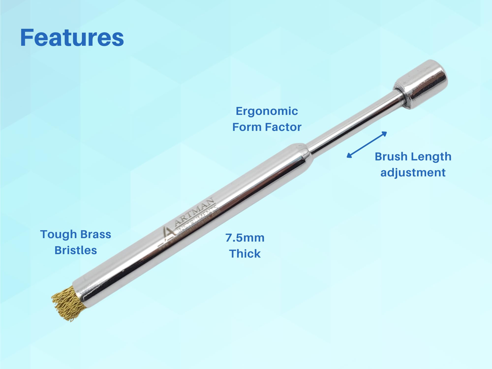 Artman Instruments Bur Cleaning Brass Wire Brush Dental Nail Cleaning Bit Cleaning Bur Cleaning Brush Copper Bristles Adjustable Length