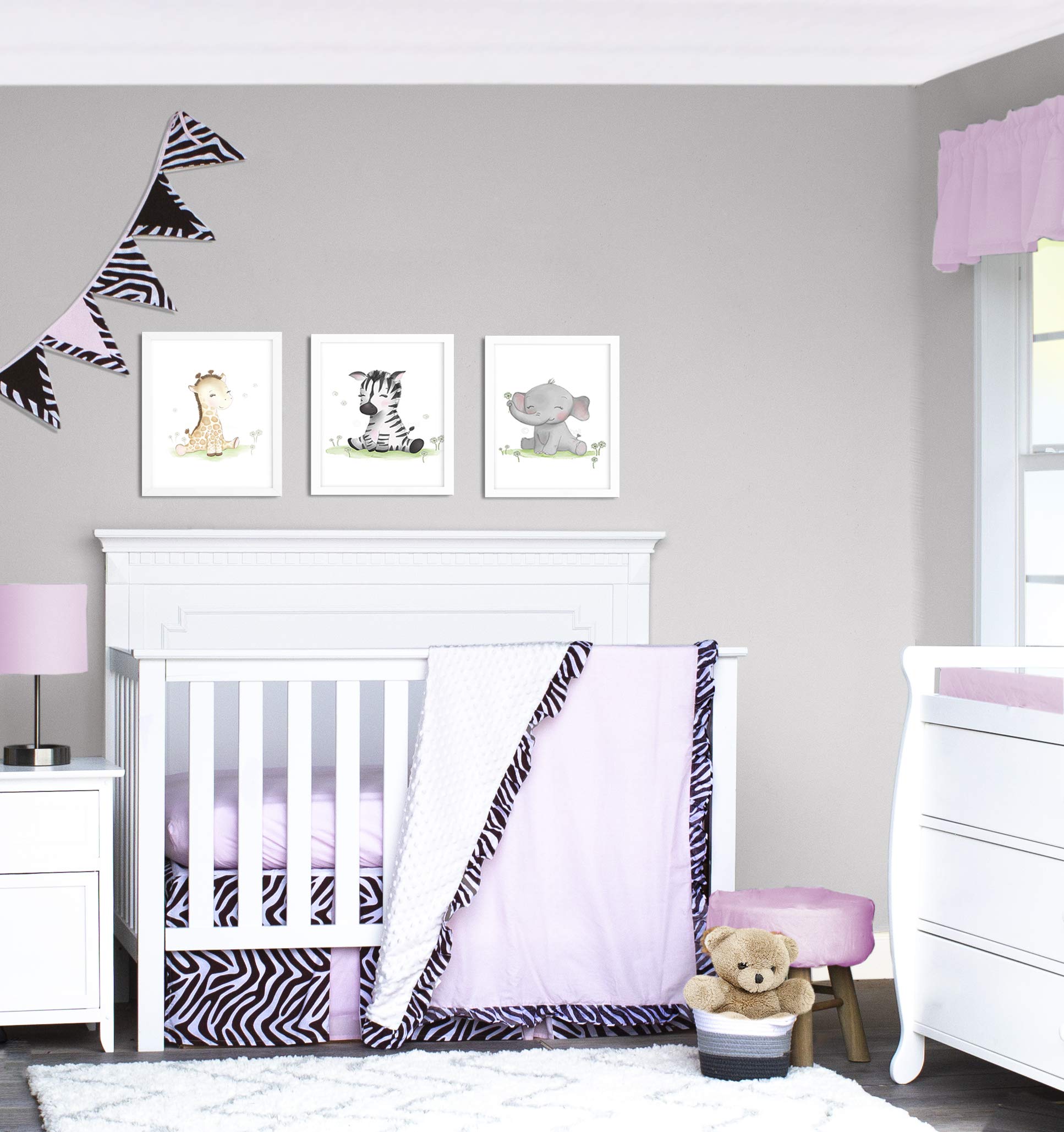 Baby Crib Bedding Set - Zebra Safari - Nursery Crib Bedding Sets for Girl Soft Quality Material with Vibrant Colors for a Dream Nursery Room - 4 Piece Baby Crib Set by Pam Grace
