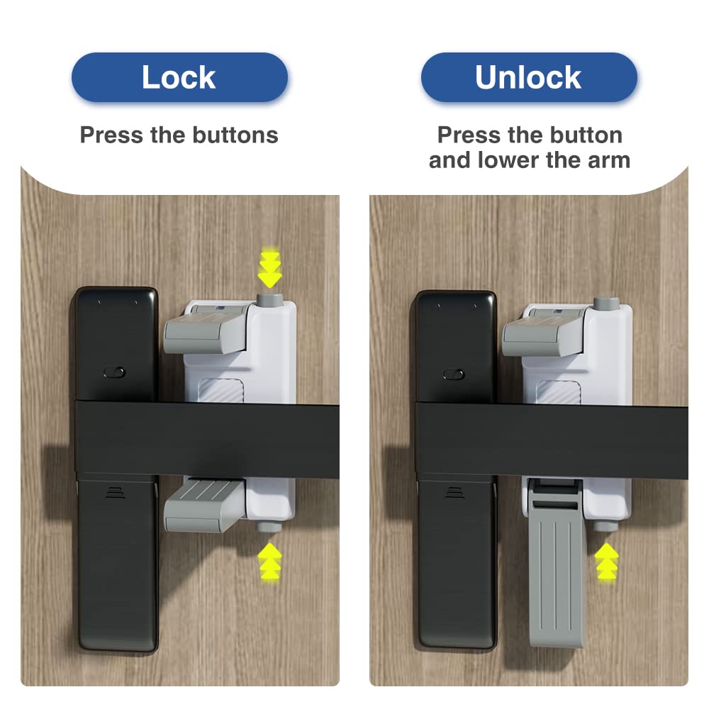 2 Pack Door Lever Lock Childproof,Child Safety Door Handle Locks with 3M Adhesive Backing, Keep Baby Safe,No Drilling,No Tools Needed and Easy to Install