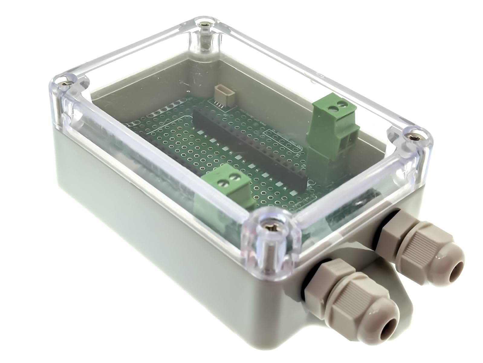 qBoxMini AFC DIY IOT Enclosure Kit (No SMA), IOT Enclosure for Feather ESP32 Cellular LoRa WiFi Arduino Board, Waterproof IP65 Enclosure with Glands, prototyping PCB and connectors Set
