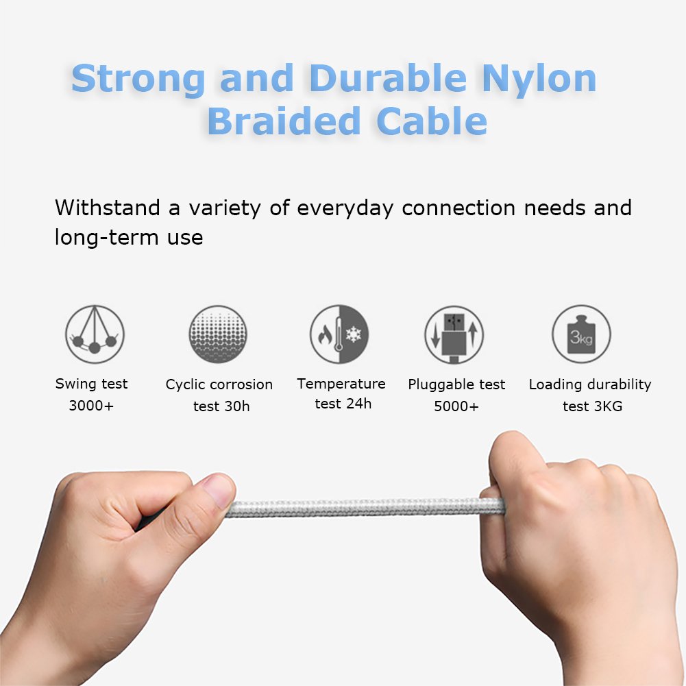 COSOOS 4 Short USB Cable, 4 Pack 9 Inch Nylon Fast Charging and Syncing Cords Compatible for iPhone 12, 12 Pro Max, 11, XS MAX, 8 Plus, 7, 6, iPad Air, Mini, Charging Station, Power Bank.