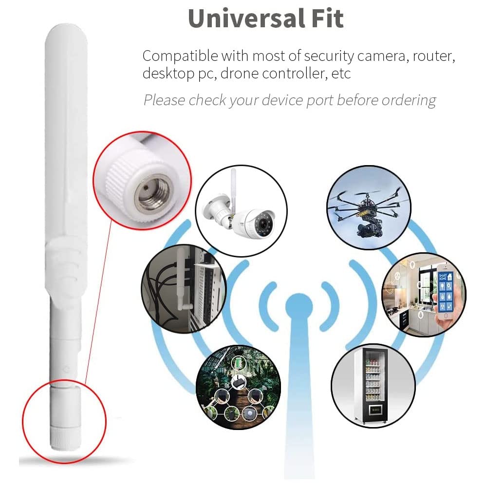 CORONIR Dual Band WiFi 2.4GHz 5GHz 5.8GHz 9dBi MIMO RP-SMA Male Antenna for WiFi Router Wireless Network Card USB Adapter Security IP Camera Video Surveillance Monitor-4Pack