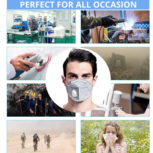 Face Mask with Breathing-Valve 5 Pack | Breathable Grey Face Mask for Women and Men Anti-irritant | Sports Face Masks Lightweight & Comfortable on Skin