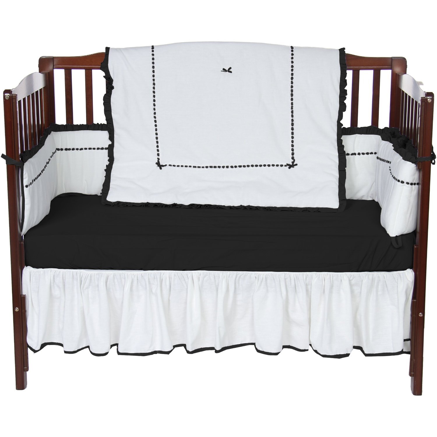 Baby Doll Bedding Unique Nuetral Crib Skirt/Dust Ruffle, Black