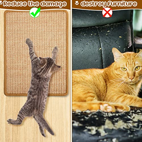 4 Pcs Cat Scratch Mat Sisal Cat Scratching Pad Mat for Cats Scratching Pad Rug for Cat Grinding Claws and Carpets Sofa Couch Furniture Door Protector, Light Brown, 15.7 x 12 Inch