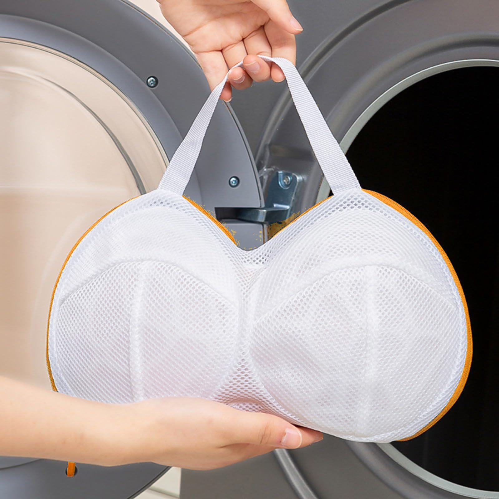 3Pcs Bra Wash Bags for Laundry Lingerie Underwear Brassiere Bag Set for Washing Machine With Zipper Women Delicates Yellow (A to C Cup)