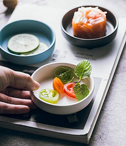 Colias Wing 3.5 Inch Simple Style Single Color Pattern Stylish Design Multipurpose Porcelain Side Dish Bowl Seasoning Dishes Soy Dipping Sauce Dishes-Set of 6