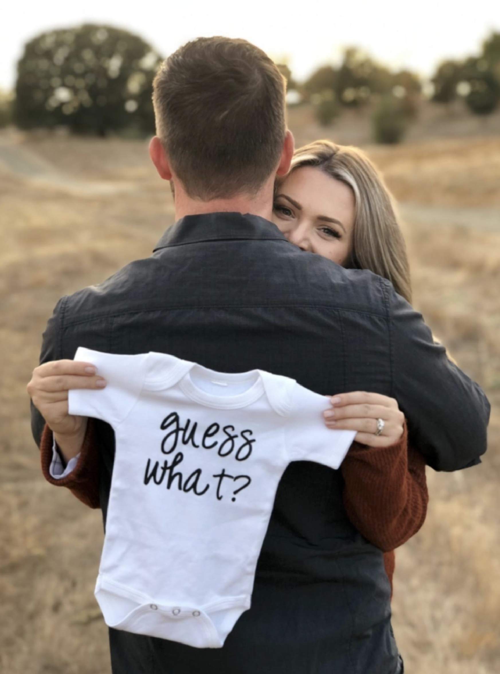 Bump and Beyond Designs Baby-Boys Surprise Pregnancy Announcement For Grandparents Guess What Leotard White, 0-3 Months
