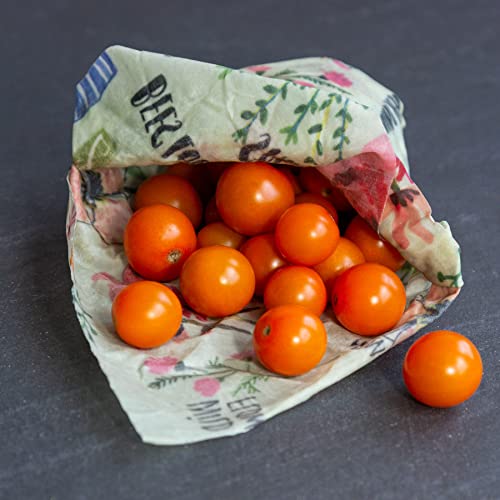 Z Wraps - Reusable Beeswax Food Wraps - Assorted 3-Pack (S, M, L) - Made in USA with 100-Precent Cotton, Organic Beeswax and Jojoba Oil - Bees Love These