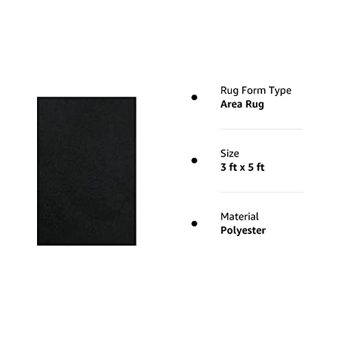Ambiant Pet Friendly Solid Color Area Rugs Black - 3' x 5'