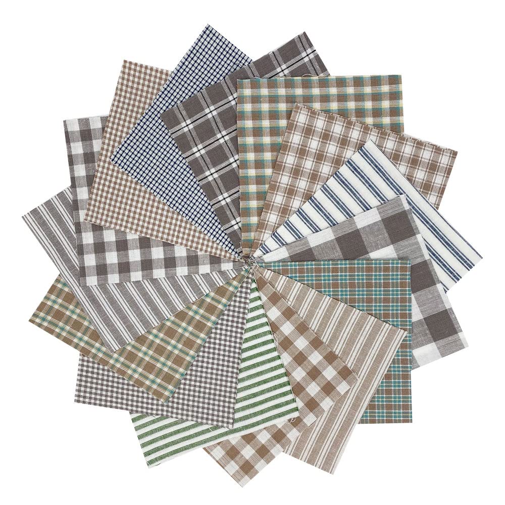 40+ Lightwash Neutral Charm Pack, 5 inch Precut Cotton Gray Taupe Plaid Homespun Fabric Squares by JCS