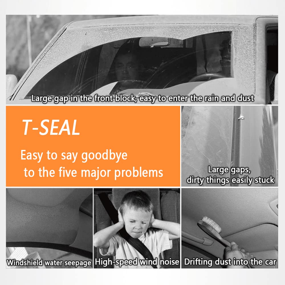 16.4Ft Car Weather Stripping,T-Shape Cuttable Car Windshield Trim Sunroof Seal with Self Adhesive,Waterproof Rubber Edge Trim for Cars Trucks SUVs,Keeps Car Interior Tidy and Quieter