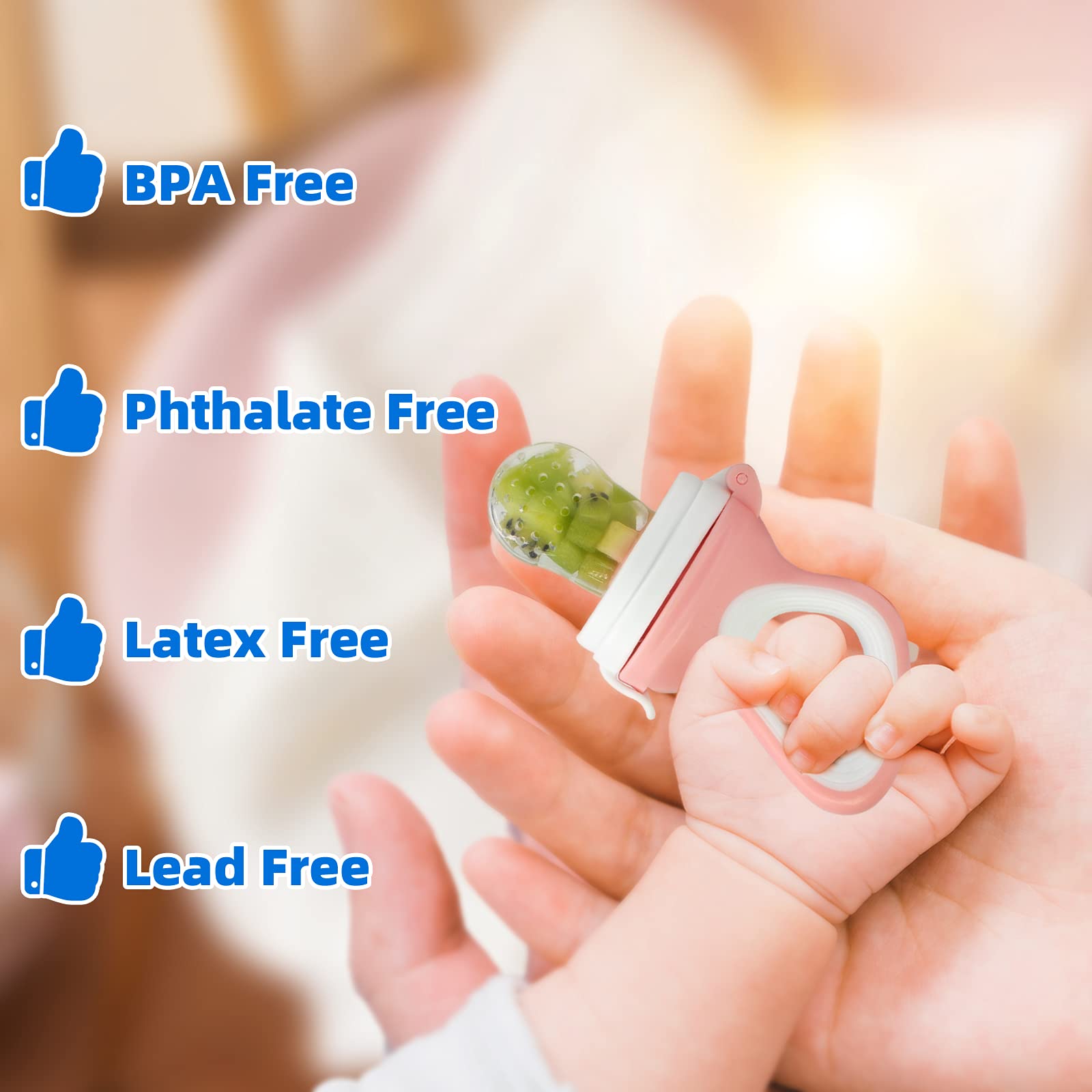 Baby Food Fruit Feeder Pacifier Teething Toys Teether (2Pcak) - Relief Teething Includes All The Sizes Pouches Food Feeder Pacifier 6 Different Silicone Nipple