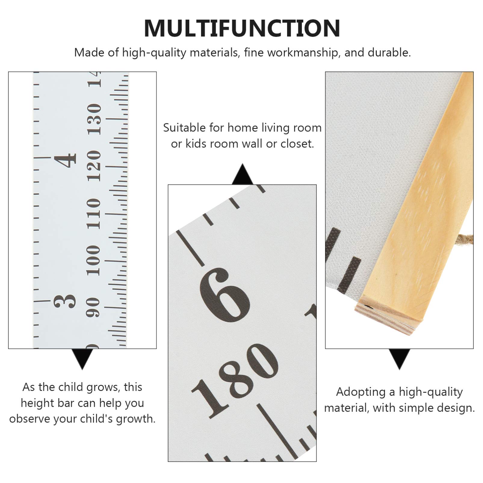 Height Growth Chart, 1pc Wall Hanging Ruler Kids Height Measuring Ruler Height Chart Pendant Wall Decor Height Measurement Ruler for Kids (Gray)