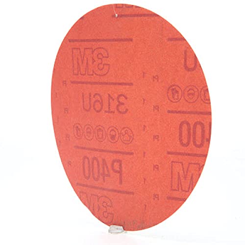 3M Hookit Red Abrasive Sanding Discs, 01261, No Hole, 6 in, 80+ Grade, Pack of 50 Discs, for Auto Sanding, Primer Sanding, E-Coat Sanding