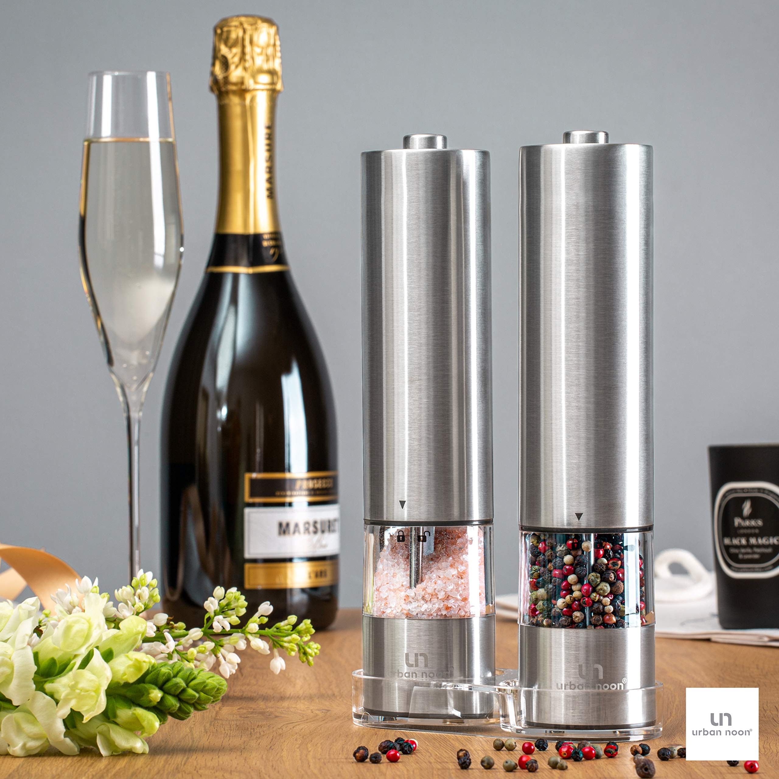 Salt and Pepper Mill Tray - Acrylic Transparent Mill Rest by urban noon - Grinders up to 2.2 inches in diameter