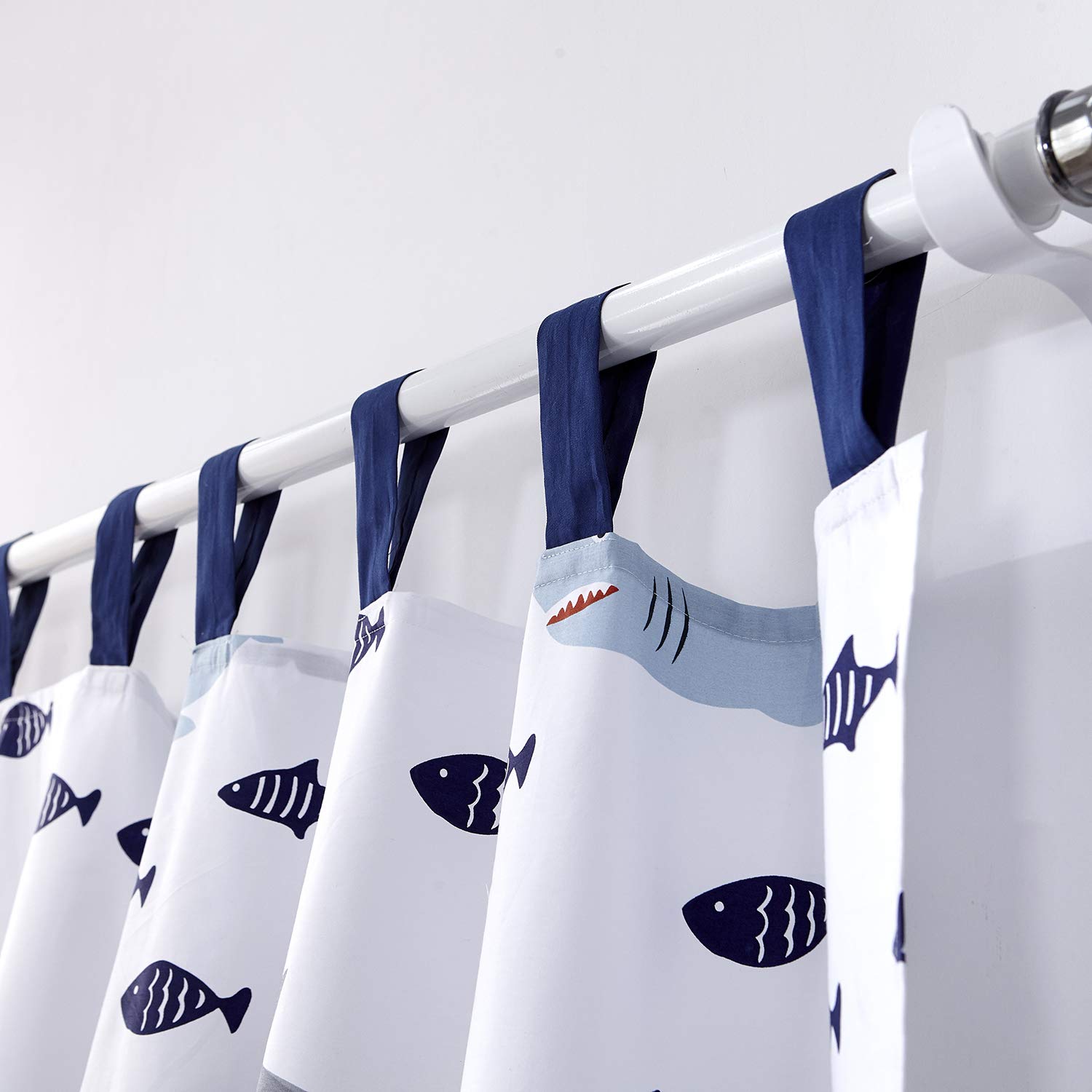 Brandream Window Valance Cotton Curtain for Baby/Toddler/Kid Bedroom Bath Laundry Living Room, Nautical Ocean Shark Fish Printed