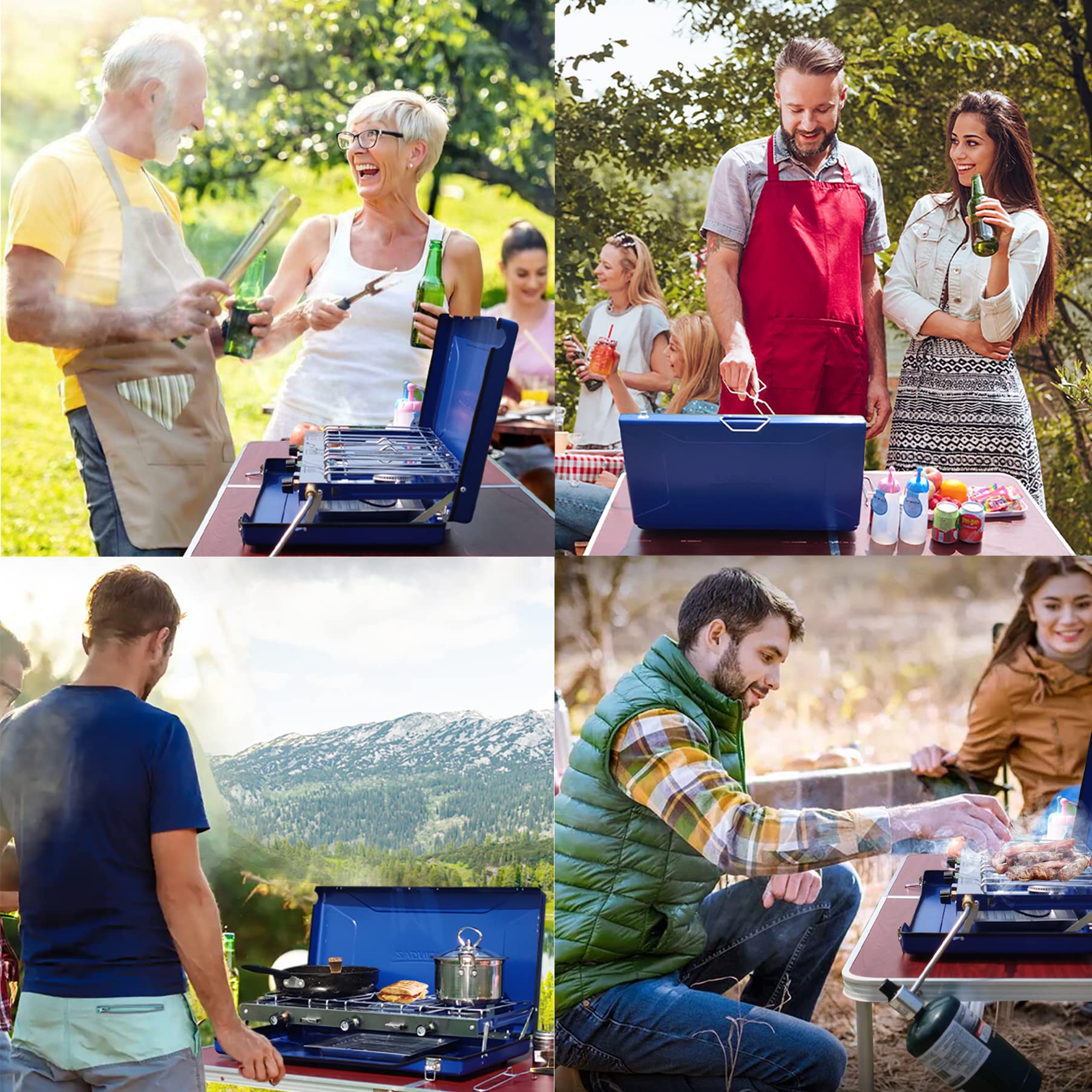 2 Burners & 1 Toast (Grill) Portable Propane Gas Cooking Stove With Regulator For Camping And Outdoor CookingâŚ