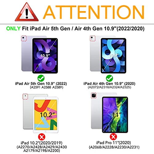 Hepix iPad Air 5th 4th Generation Case with Pencil Holder 2022 2020, iPad 10.9 inch Case Leopard Cheetah iPad Air 5 Case Trifold Protective Shockproof Cover Auto Sleep Wake
