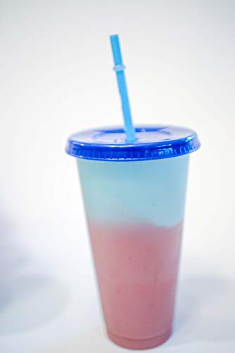 Color Changing Cups: 24oz Cold Cups - 5 Reusable Cups, Lids and Straws - Stocking Stuffers - Christmas Present, Set of 5, …