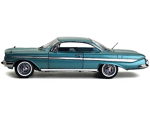 1961 Chevy Impala Sport Coupe Twilight Turquoise Metallic with Turquoise Interior American Collectibles Series 1/18 Diecast Model Car by Sun Star SS-2109