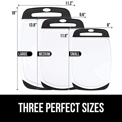 Gorilla Grip Cutting Board Set of 3 of and Silicone Oven Mitts Set of 2, Black Cutting Boards are Dishwasher Safe, Black Silicone Oven Mitts are Waterproof, 2 Item Bundle