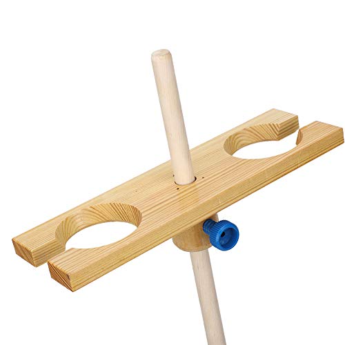 Funnel Stand, 2 Holes Wooden Separating Funnel Stand Holder Adjustable Height Funnel Rack for School Laboratory Experiment Fixing Accessories