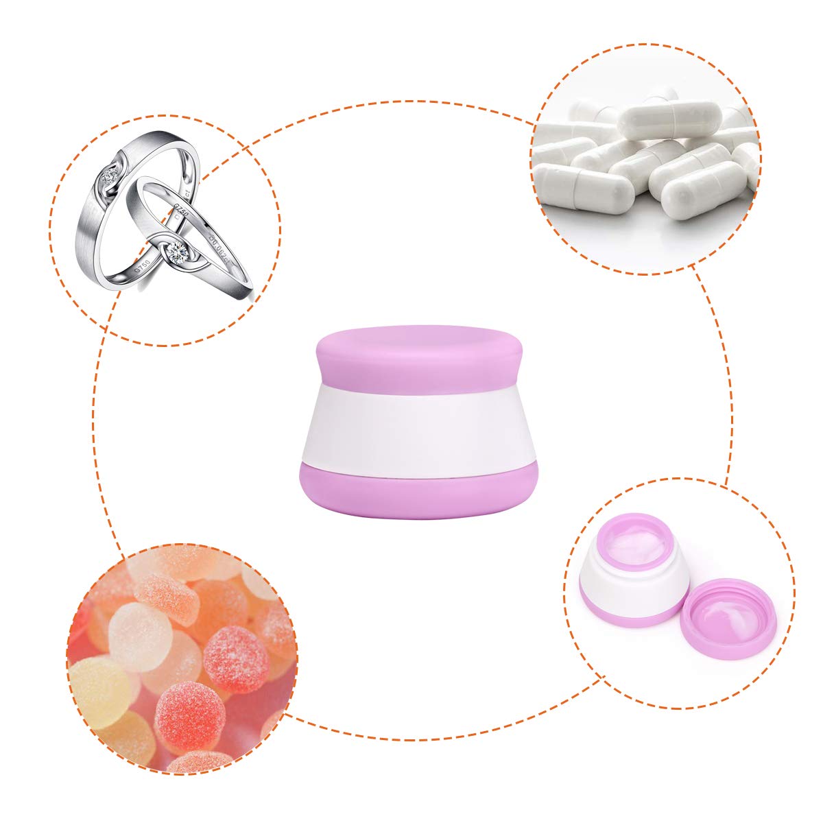 AOUTACC 5 Pack Travel Containers, TSA Approved 20ml Leakproof Silicone Cream Jars Squeezable Portable Soft Travel Bottles for Shampoo Conditioner Lotion Face Hand Body Cream Toiletries
