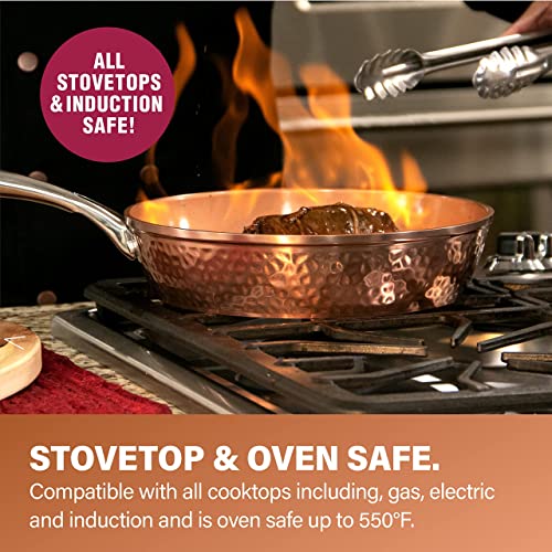 Gotham Steel Pots and Pans Set – Premium Ceramic Cookware with Triple Coated Ultra Nonstick Surface for Even Heating, Oven, Stovetop & Dishwasher Safe, 10 Piece, Hammered Copper