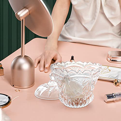 ComSaf Glass Candy Dish with Lid, Clear Large Covered Candy Bowl, Crystal Candy Jar for Home Kitchen Office Desk Christmas Gift