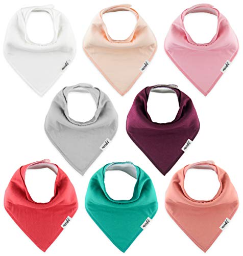 Meerdif Baby Bandana Drool Bibs 8 Pack Solid Organic Cotton Baby Bibs for Girls, Boys, Unisex - Plain Colors