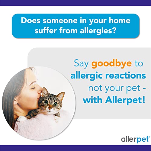 Allerpet Cat Dander Remover w/Free Applicator Mitt & Sprayer - Effective Cat Allergy Relief - Anti Allergen Solution Made in USA - (12oz)