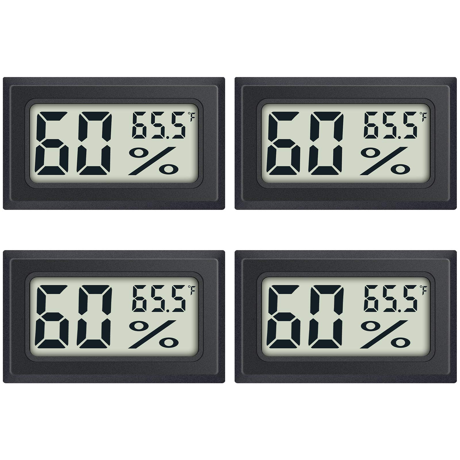 4-Pack Mini Digital Thermometer Hygrometer Indoor Humidity Monitor Temperature Humidity Gauge Meter with Fahrenheit (ā) for Humidors, Greenhouse, Garden, Cellar, Closet, Fridge Etc by DWEPTU