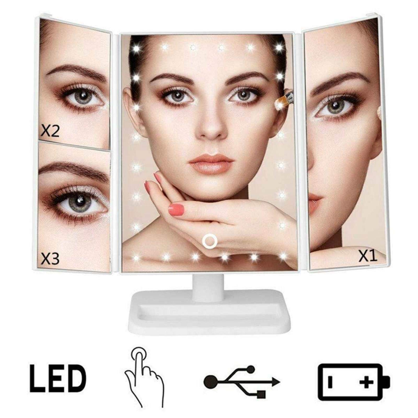 FQYYDD Illuminated Makeup Mirror Usb Portable Led Light Makeup Mirror Folding Mirror