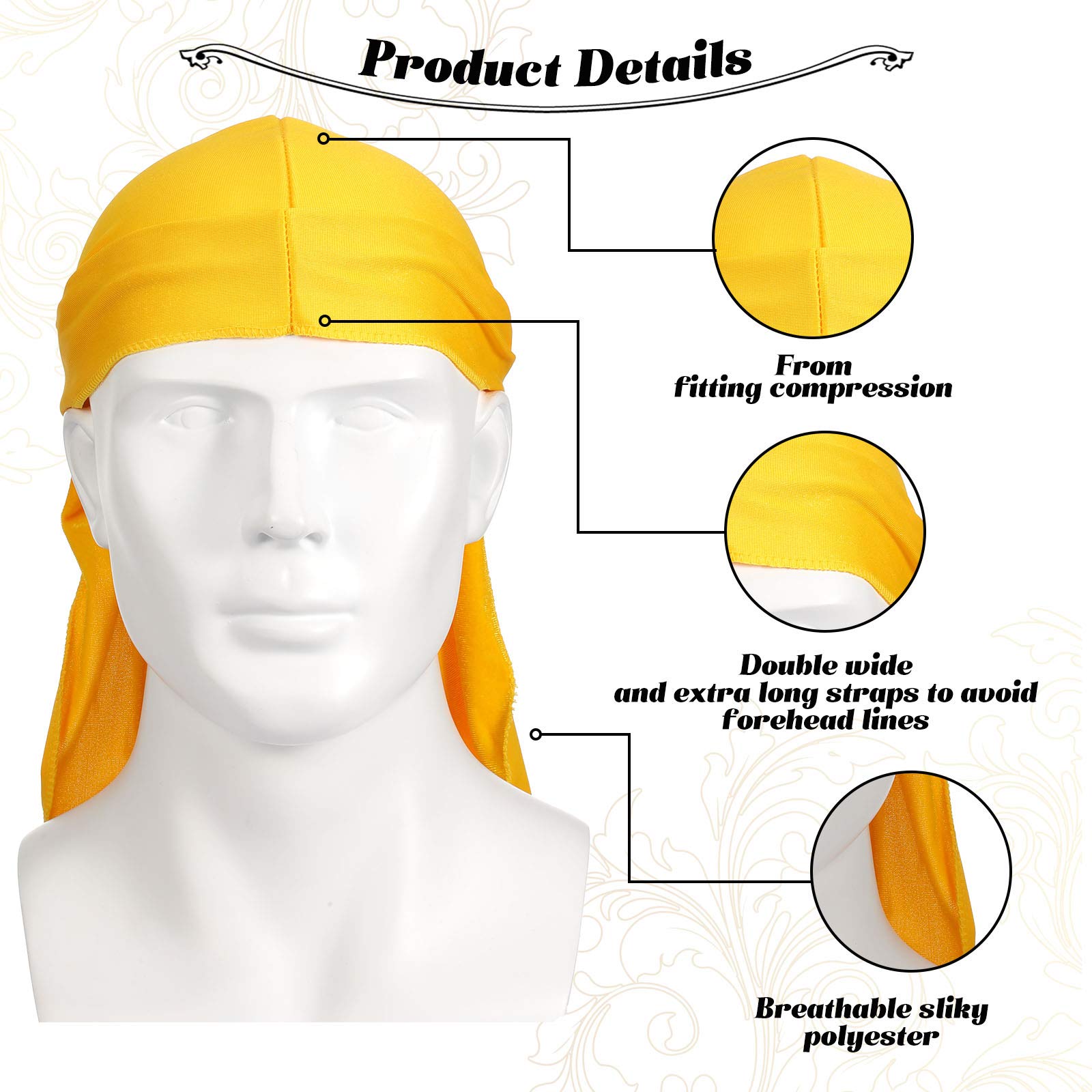 16 Pieces Velvet Durags for Men Long Tail Durags Caps Wide Strap Headwraps Soft Turban Beanies Pirate Hat Velvet Doo Rag for 360 Waves Men Women, 16 Colors
