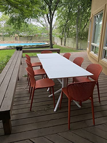 2xhome Set of 2 Modern Pool Patio Chairs, Stackable Dining Side Chairs for Indoor Outdoor Kitchen Living Room Restaurant, Orange