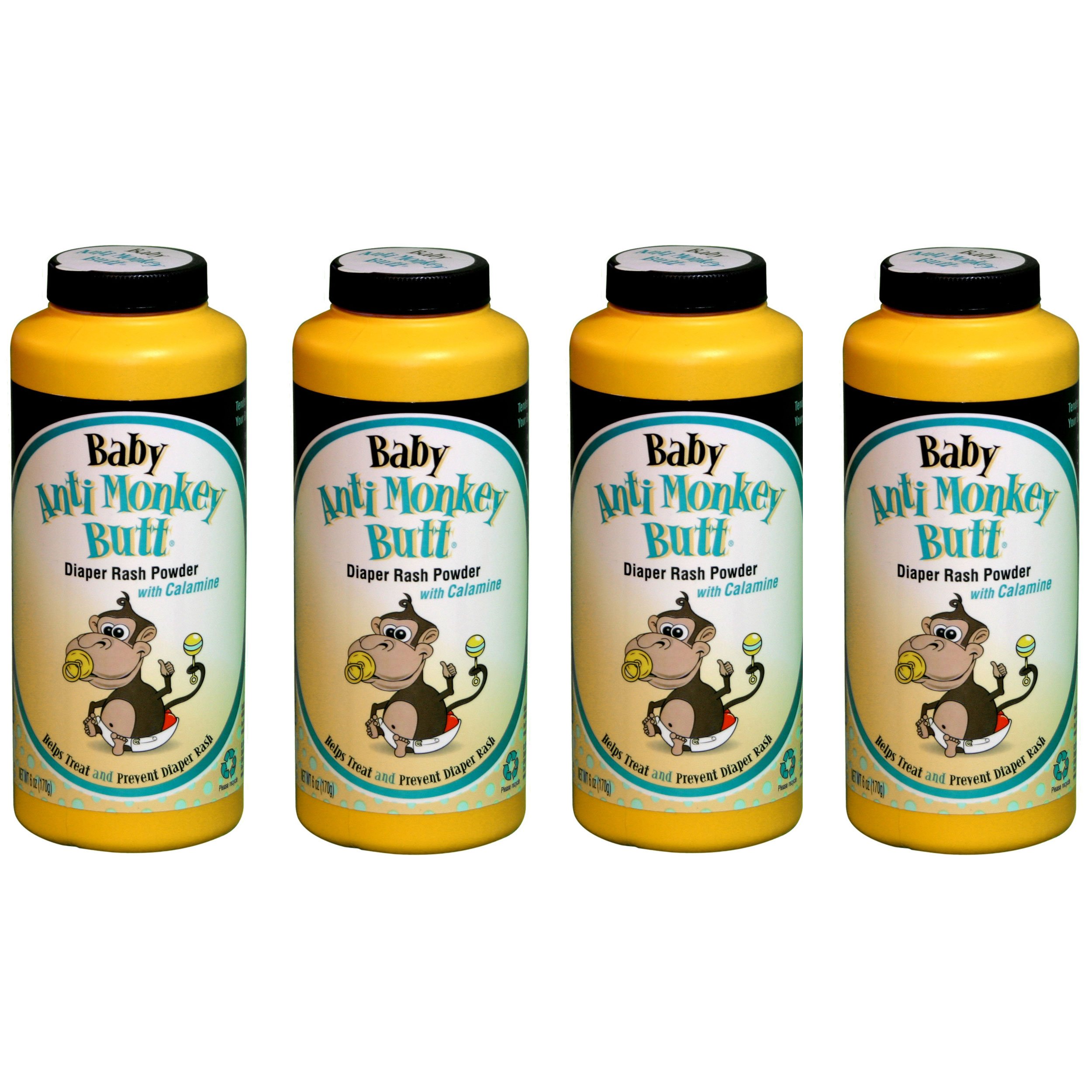 Anti Monkey Butt Baby Diaper Rash Powder with Calamine, 6 Oz (4 Pack)