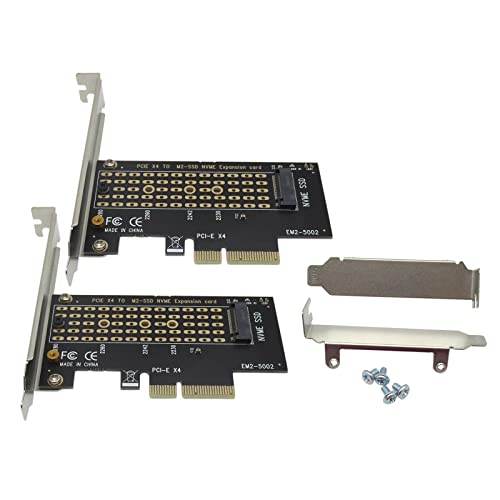 2x M.2 to PCIe NVMe SSD Adapter Card 2242 2260 2280 M2 Drive to Desktop PCI Express x4 x8 x16 Slot, Includes Brackets