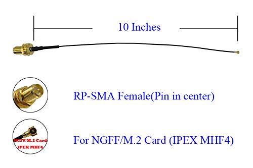 WiFi Antenna 8dBi RP-SMA Male 2.4Ghz 5.8Ghz Dual Band + 10in U.FL IPEX MHF4 to RP SMA Female Extension Cable for M.2 NGFF + Computer Back Slot Cover Bracket