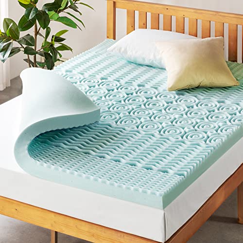Mellow 4 Inch 5-Zone Memory Foam Mattress Topper, Cooling Gel Infusion, Full