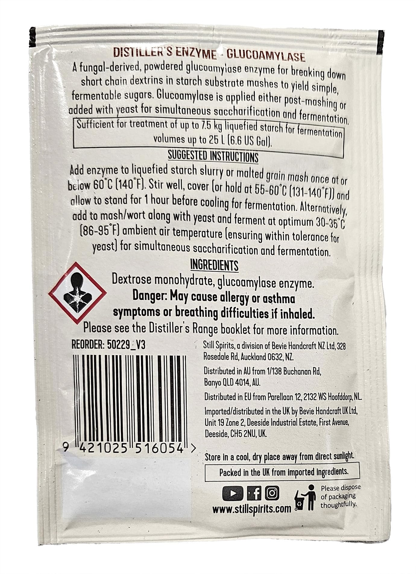 2x Still Spirits Distillers Glucoamylase Enzyme 12g for 25L Gluco-Amylase