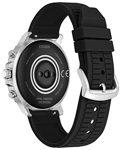 Citizen CZ Smart Grey Plated Silicone Strap Stainless Steel Smartwatch Touchscreen, Heartrate, GPS, Speaker, Bluetooth, Notifications, iPhone and Android Compatible, Powered by Google Wear OS
