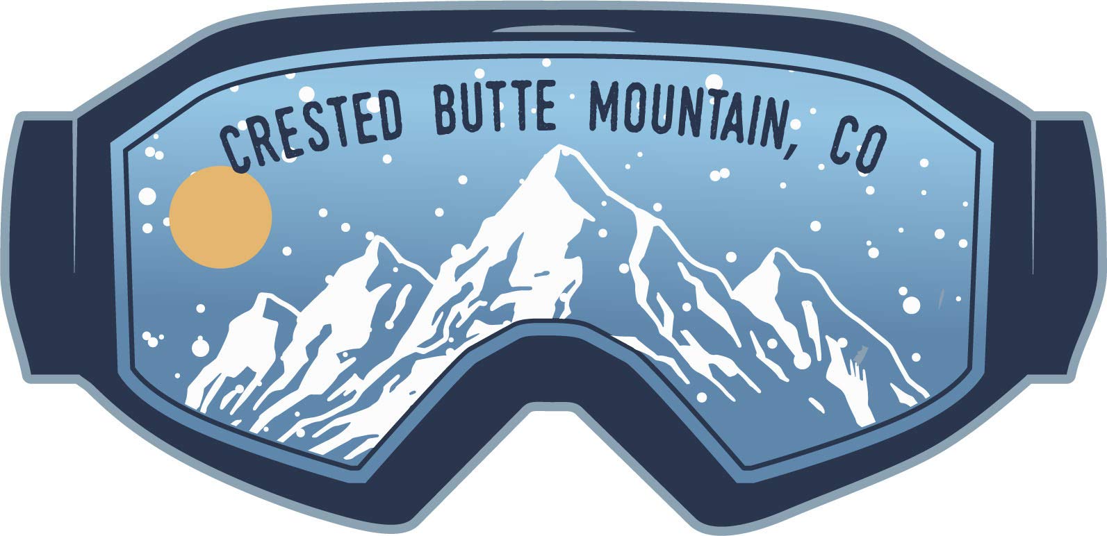 Crested Butte Mountain Colorado Ski Adventures Souvenir 2 Inch Vinyl Decal Sticker Goggle Design