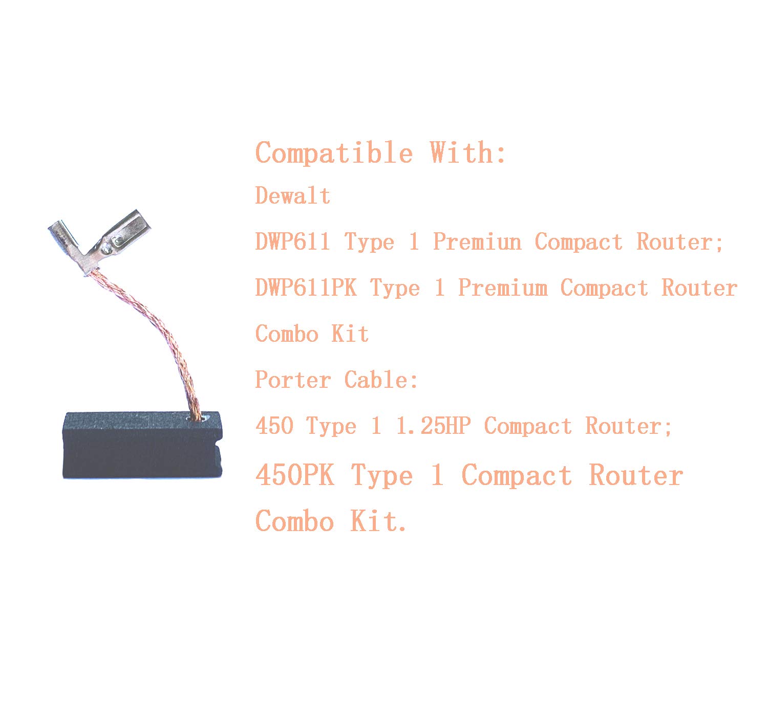 4 PCS Carbon Brush Compatible for Dewalt DWP611 Porter Cable 450 Router, Dewalt A27343-4 Motor Replacement Part