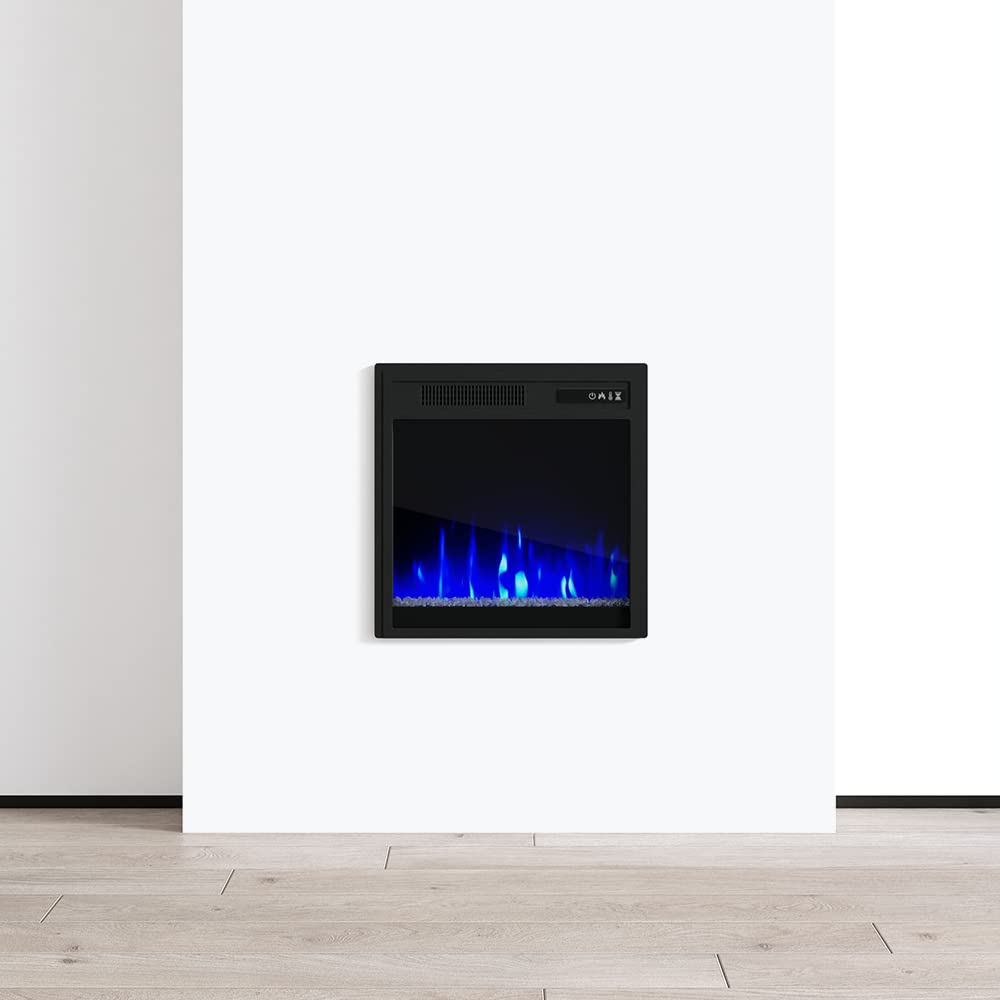 20" Electric Fireplace Wall Recessed Heater, 1500W/5100BTU (Black)