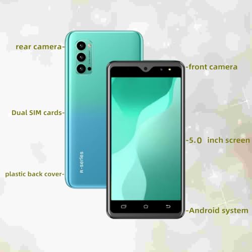 1G RAM 4G ROM,X11 aderroo Android Smartphone, 5.0-inch Screen,Front and Rear Cameras,Only Supports Dual SIM Card Frequency Band of 3GWCDMA:850/2100MHZ,Unlocked Cell Phone(Blue-Green)